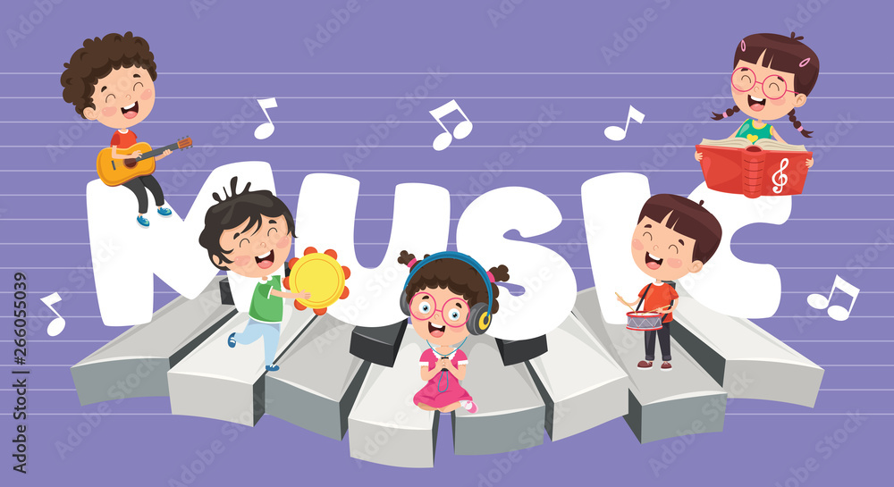Vector Illustration Of Children Music Background Stock Vector | Adobe Stock