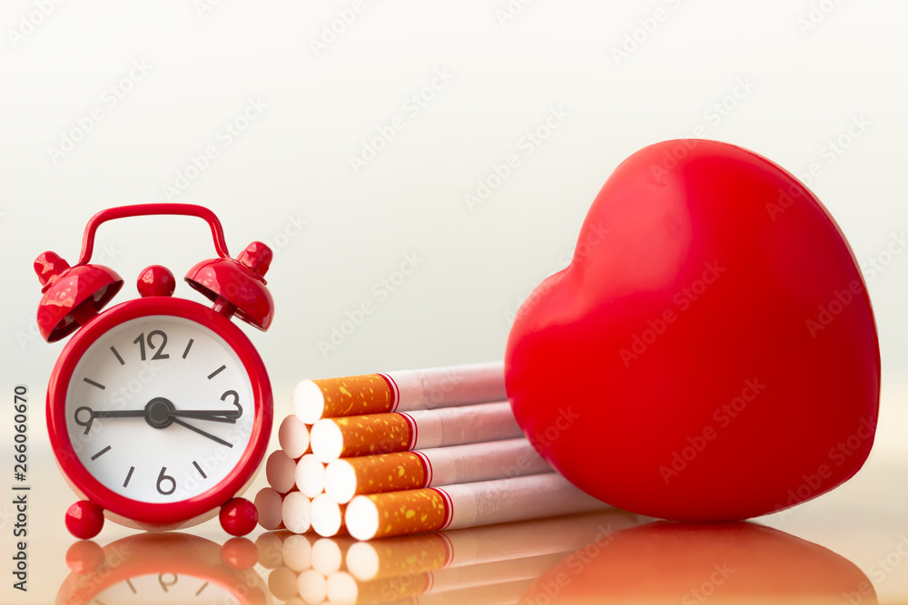Red heart and cigarettes. Smoking cigarette destroying health. heart ...