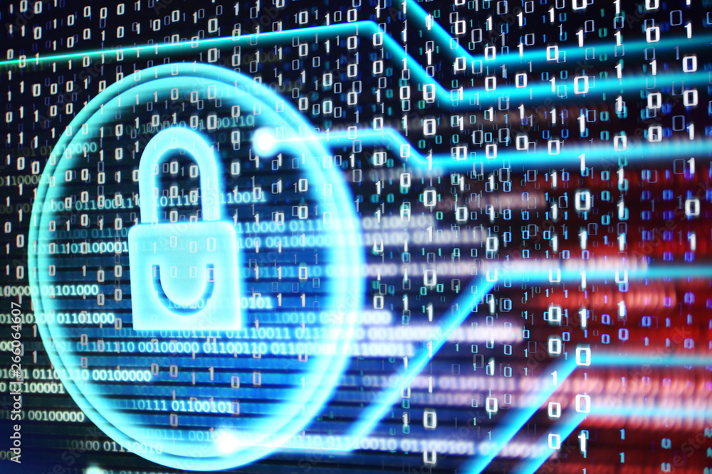 computer data matrix. vertical digital binary code moving motion ...