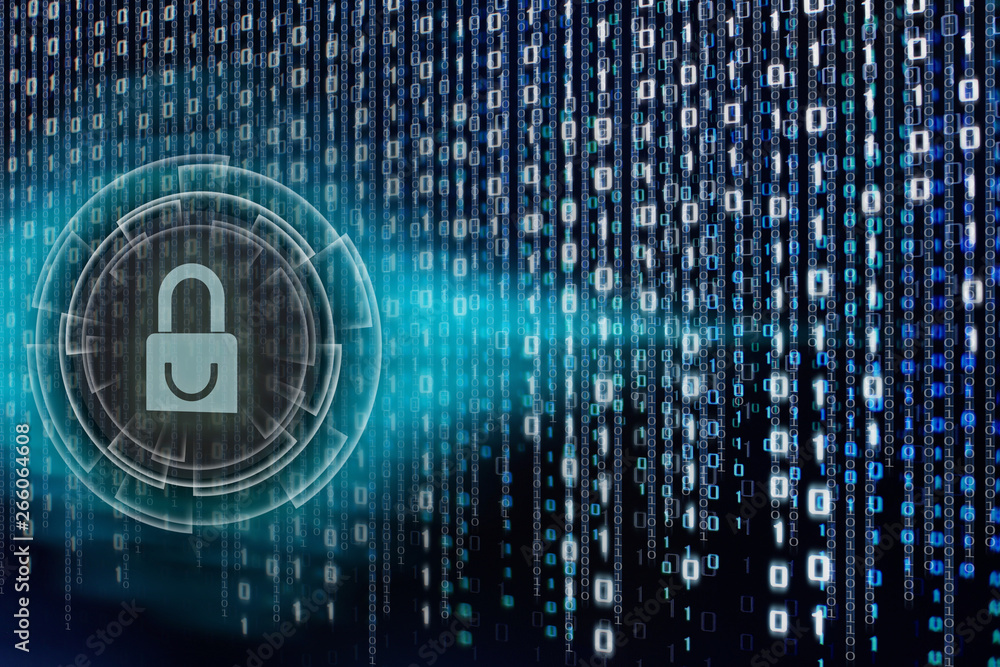 computer data matrix. vertical digital binary code moving motion ...