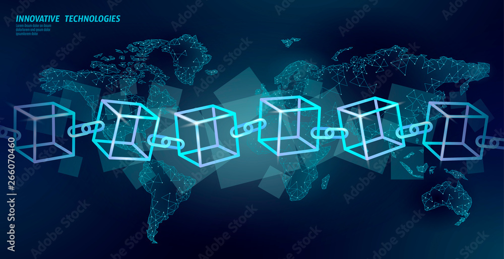 Blockchain cube chain symbol square code. Big data international flow ...