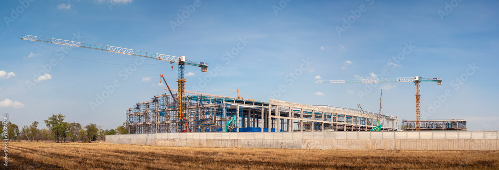 panorama construction site background. industrial background ...