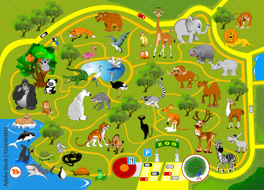 zoo map Stock Vector | Adobe Stock