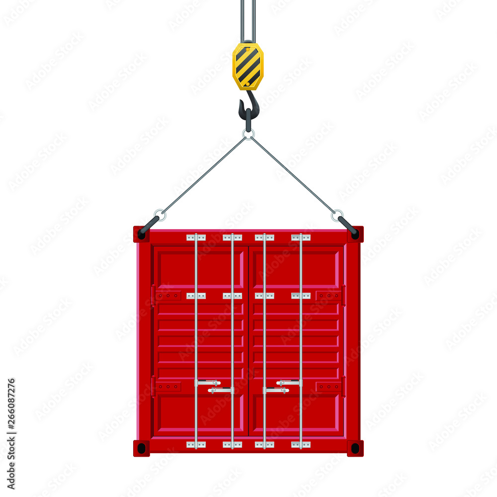 Container hanging on the hook vector illustration isolated on white ...