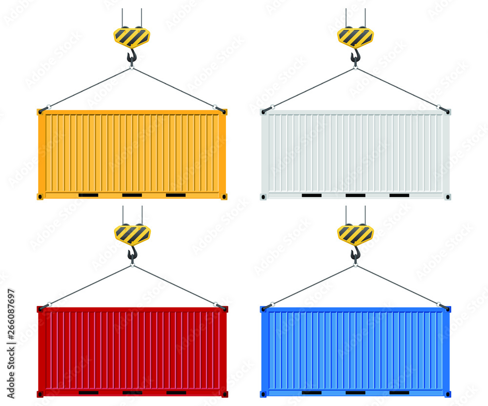 Container hanging on the hook vector illustration isolated on white ...