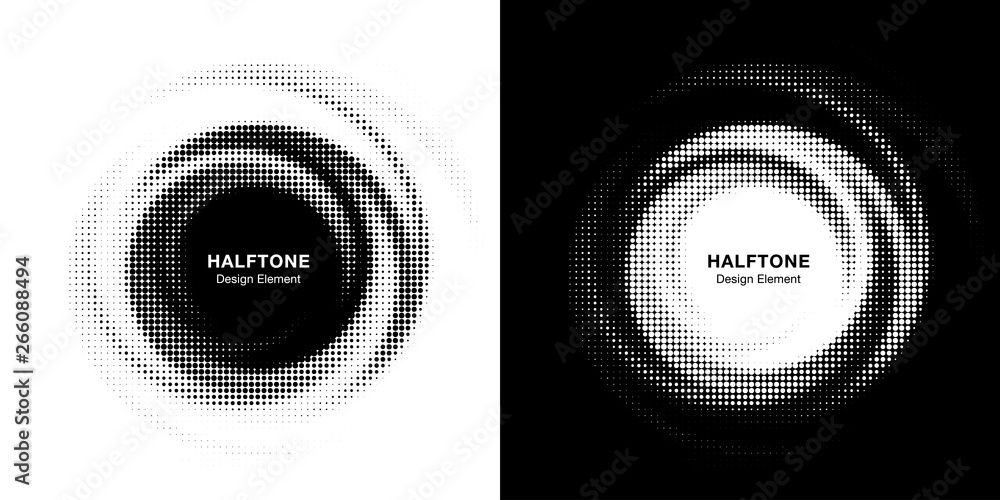 Halftone circle dotted frame circularly distributed set. Abstract dots ... Halftone circle dotted frame circularly distributed set. Abstract dots ...