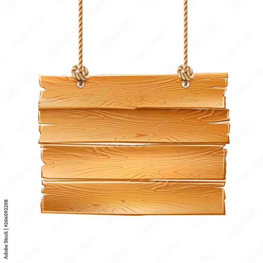 Realistic wooden hanging signage. Rustic signpost for country design ...