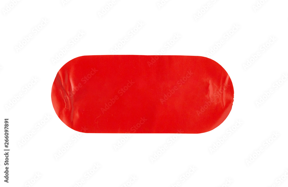 Blank red sticker label isolated on white background with clipping path ...