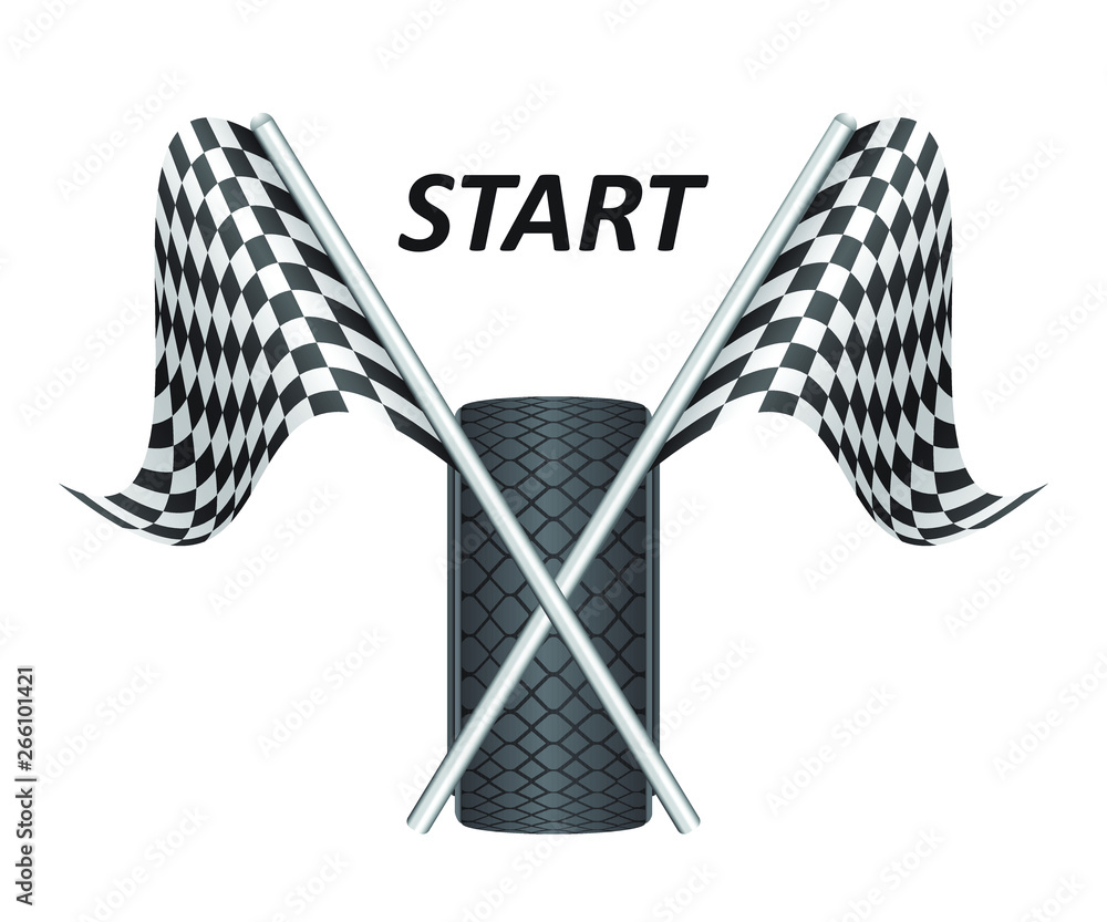 Race flags vector illustration isolated on white background. Auto ...