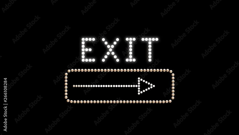 Vidéo Stock Exit Text sign Seamless Loop animation bulbs LED pixels ...