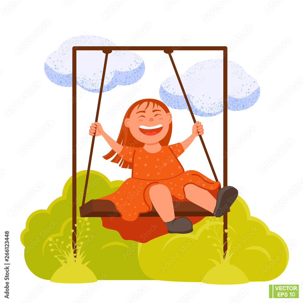 Little Girl Swinging Clipart