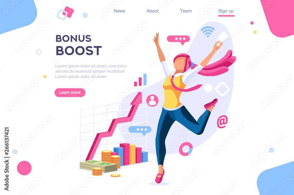 Graphic bonus management. Banner between white background, between ...