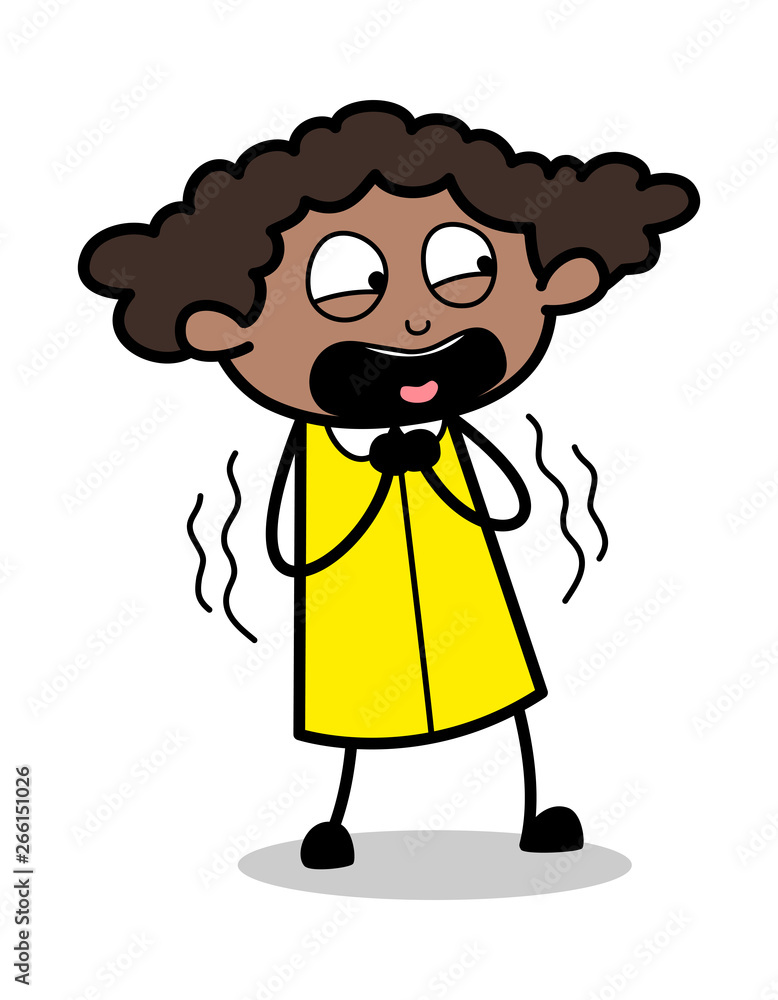 Screaming in Fear - Retro Black Office Girl Cartoon Vector Illustration ...