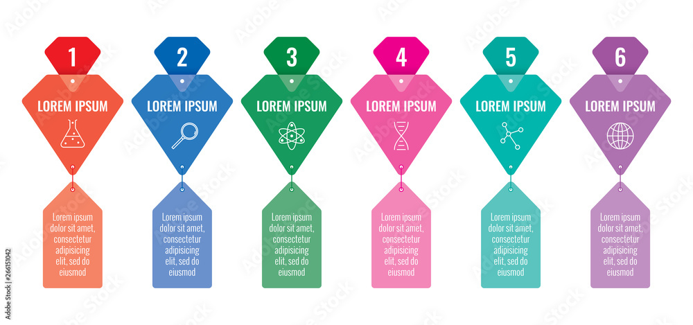 diamond shaped infographic. six steps diamond infographic Stock Vector ...