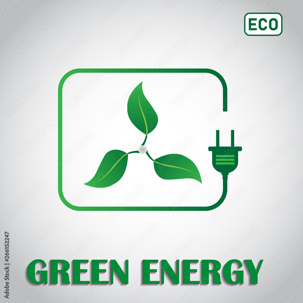 Concept of creative symbol for renewable energy sources. Leaves - wind ...