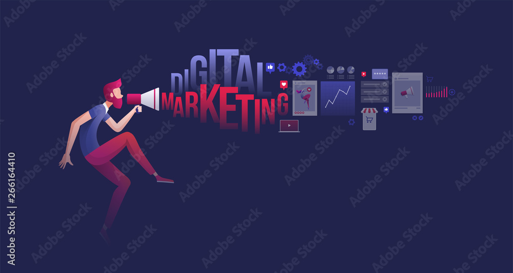 Digital marketing Stock Vector | Adobe Stock