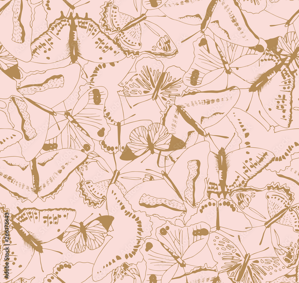 Butterfly elegant and subtle texture seamless pattern in pink ...