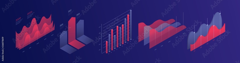 Infographic vector elements. Illustration of data financial graphs or ...
