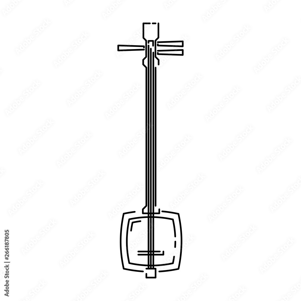 Japan traditional music instrument shamisen vector illustration ...