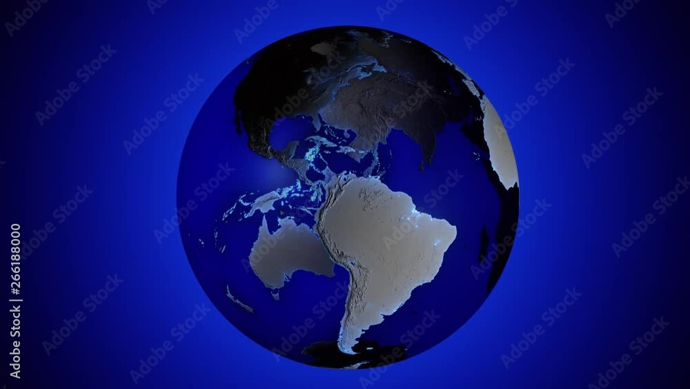 Blue transparent 3d animated earth showing the borders of the country ...