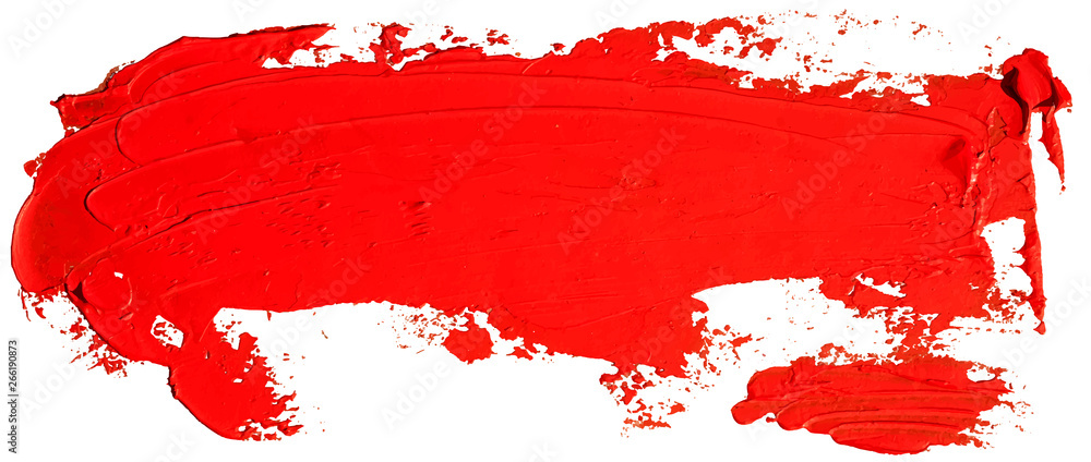 Red oil texture paint stain brush stroke, hand painted, isolated on ...