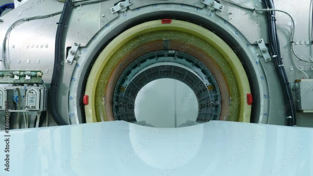 Video Stock MRI scanner being installed. An empty MRI, CT, PET scanner ...