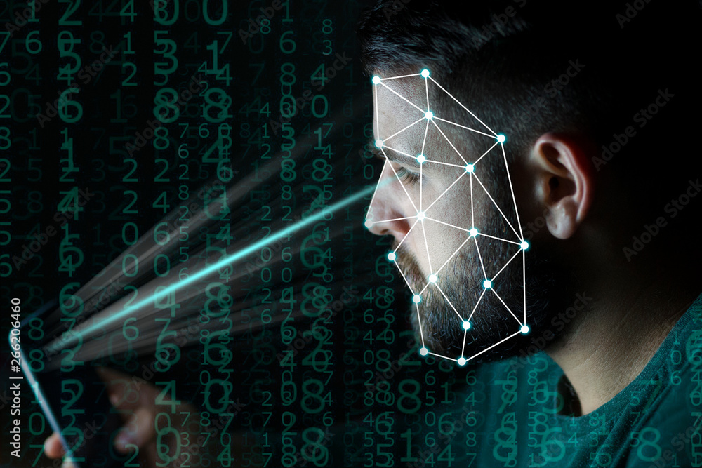Biometrics identification and face detection verification concept ...