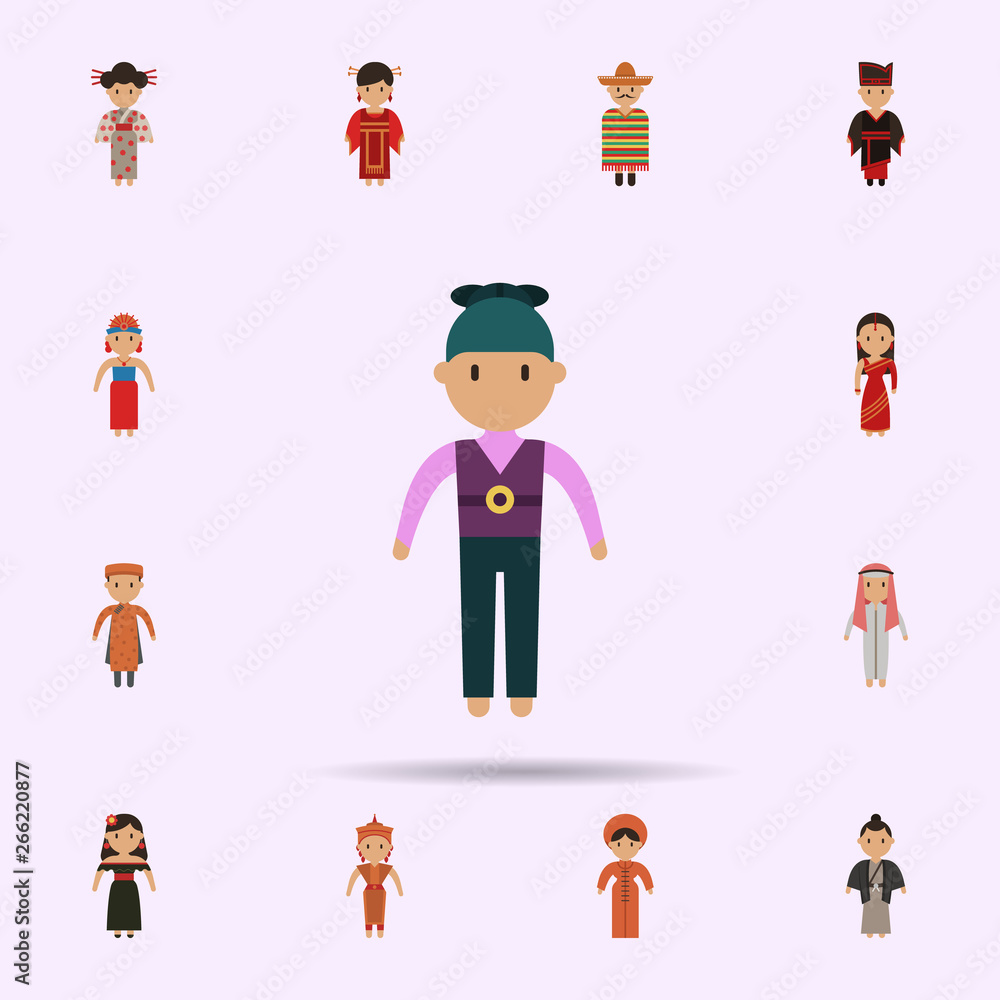 Korean, man cartoon icon. Universal set of people around the world for ...