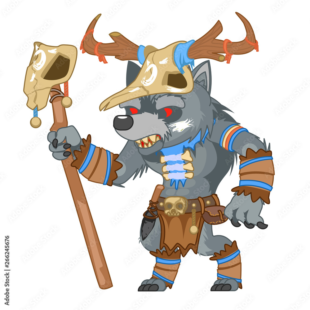 Outline druid wolf werewolf shapeshifter shaman monster fantasy ...