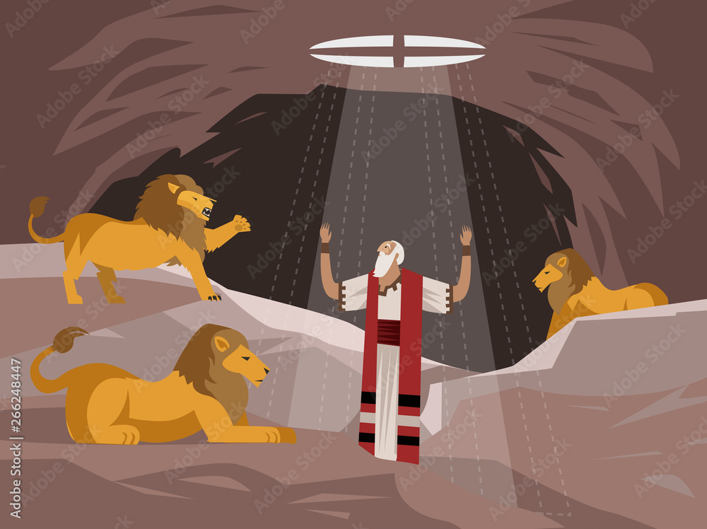 daniel in the lions den pit saved by god old testament tale Stock ...