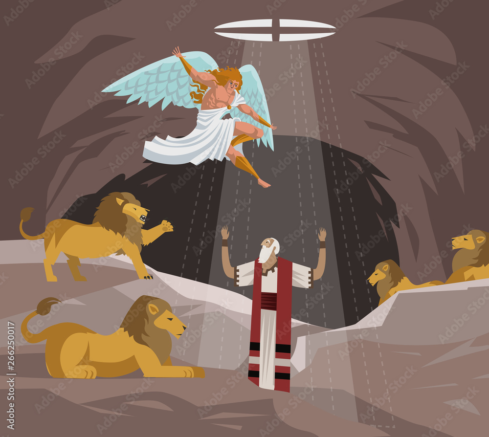 daniel in the lions den pit saved by god old testament tale Stock ...