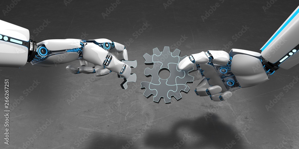 Humanoid Robot Gear Wheel Puzzle Stock Illustration | Adobe Stock