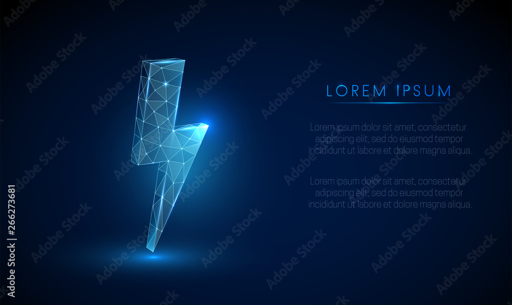 Abstarct low poly lightning. Vector arrow wireframe Stock Vector ...