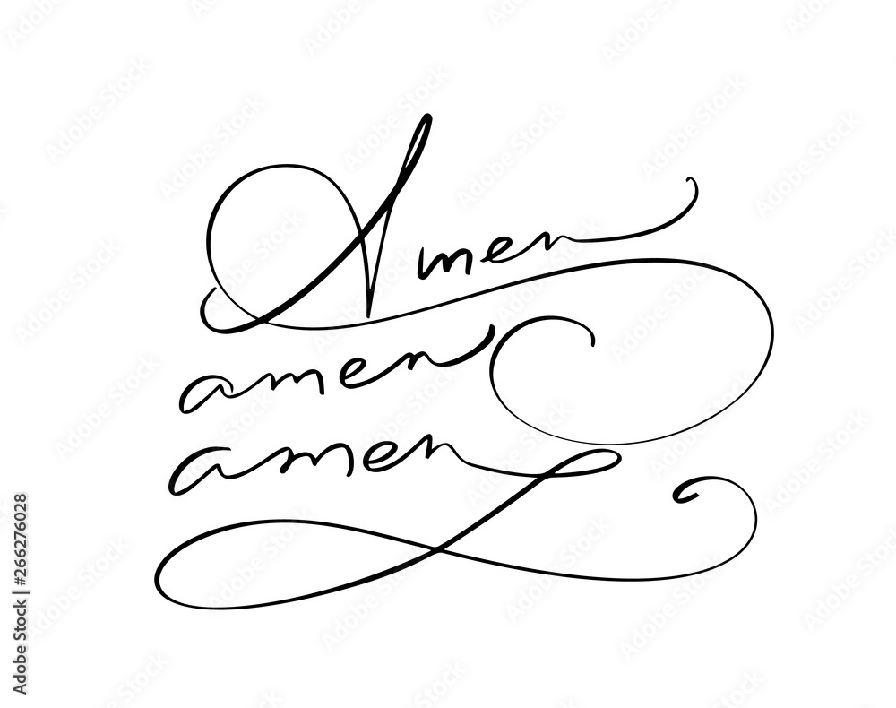 Amen vector calligraphy Bible text. Christian phrase isolated on white ...