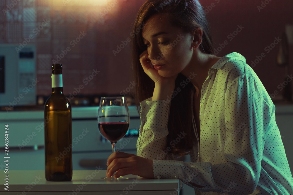 Sad Girl Drinking Alcohol