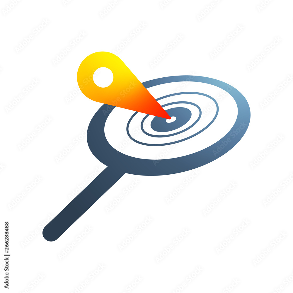 magnifying glass logo, location icon in the middle Stock Vector | Adobe ...