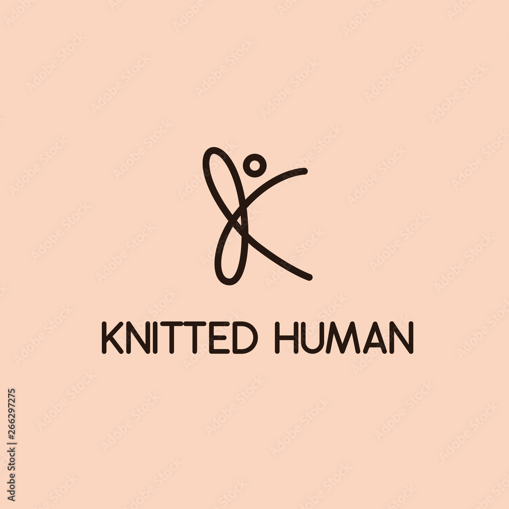 initial letter K rope knitted human form logo design inspiration Stock ...