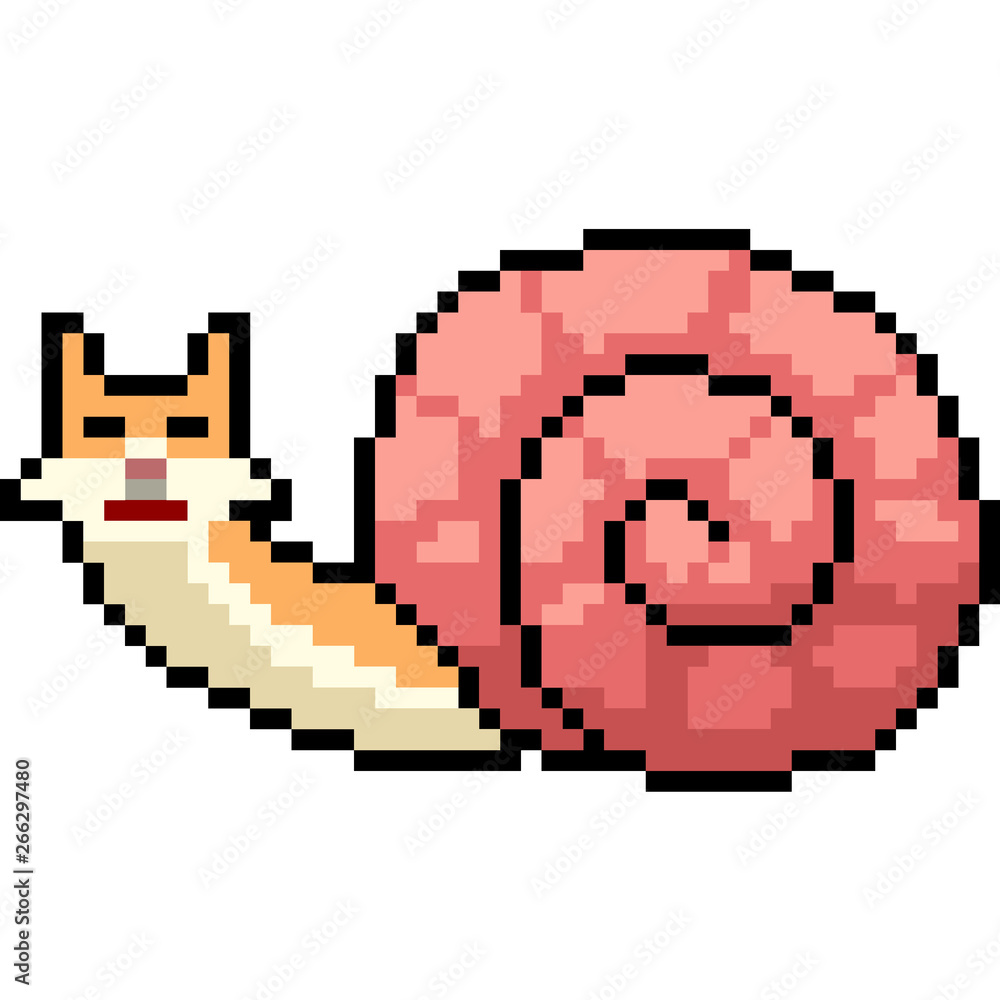 vector pixel art cat snail Stock Vector | Adobe Stock