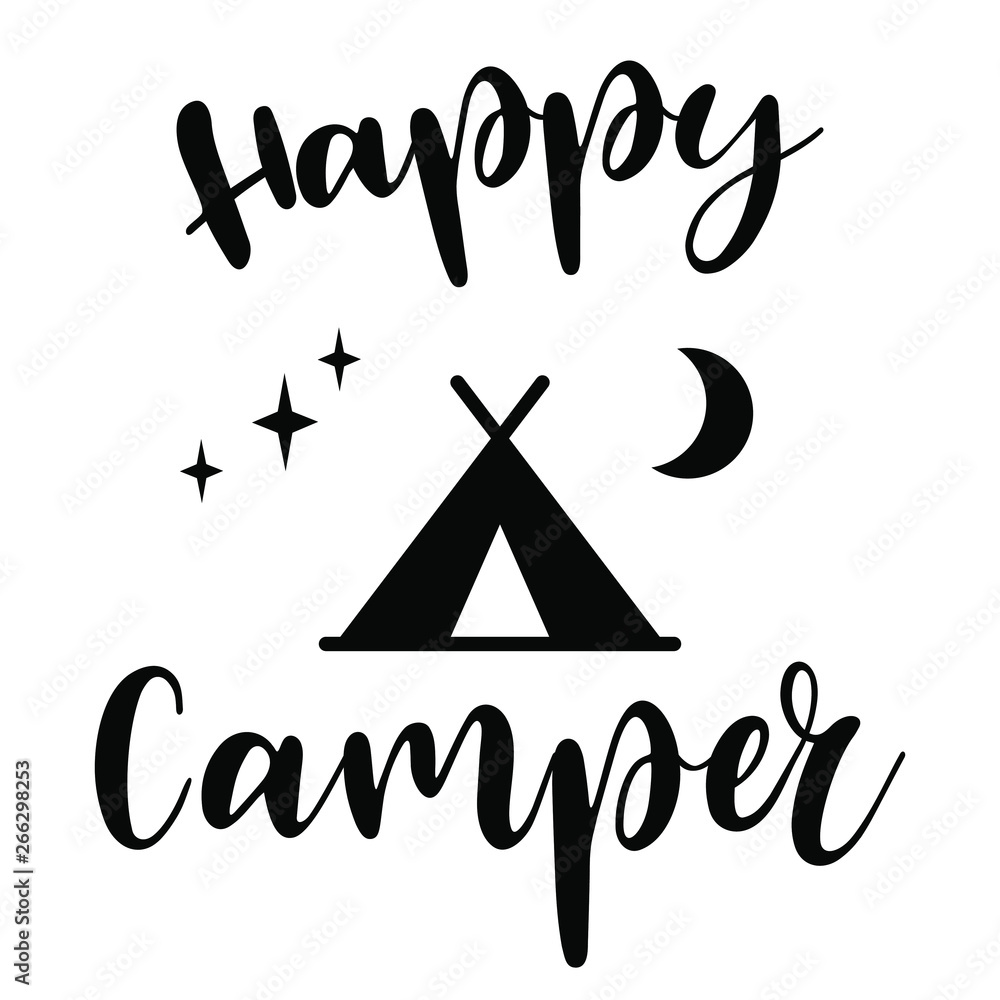 Happy Camper vector download. Mobile recreation. Happy Camper trailer ...