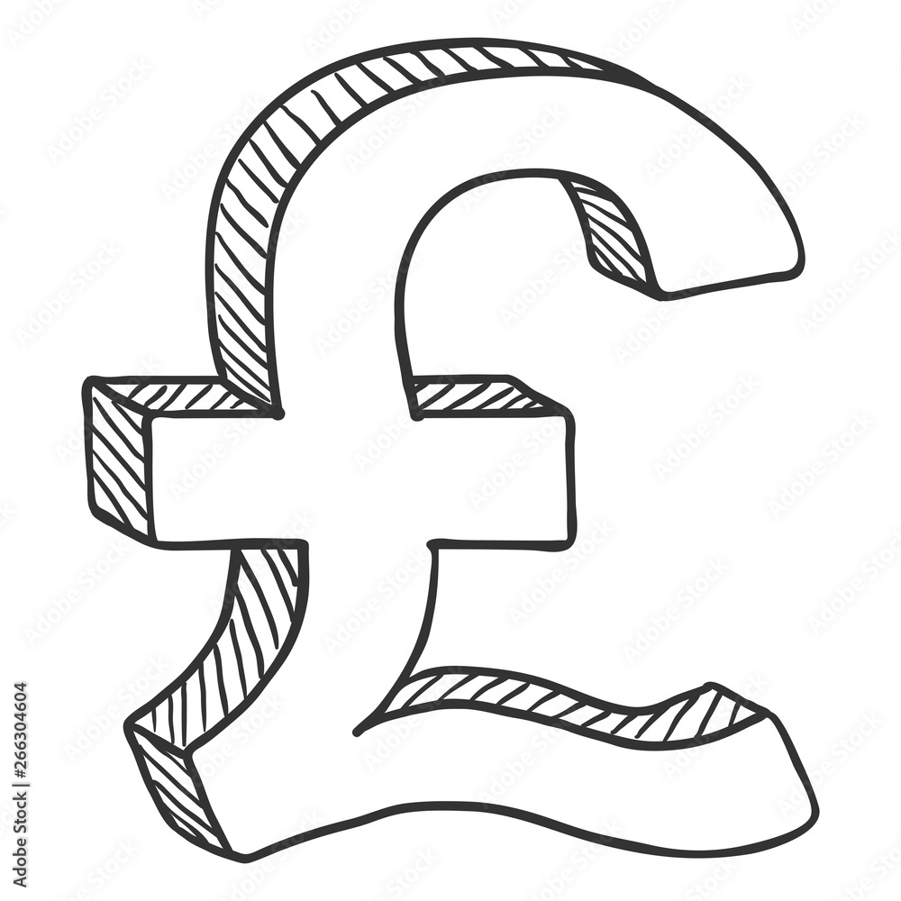Vector Sketch Currency Symbol. English Pound Sign. Stock Vector | Adobe ...