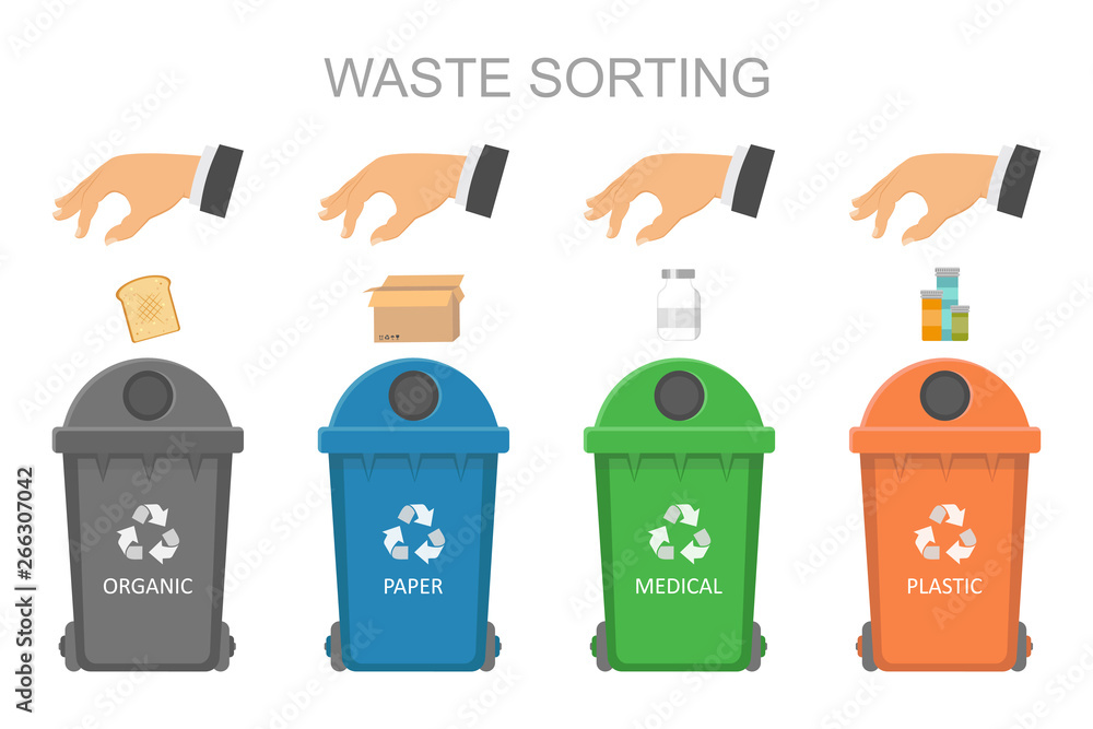 The concept of sorting garbage for the environment. Sorting and ...