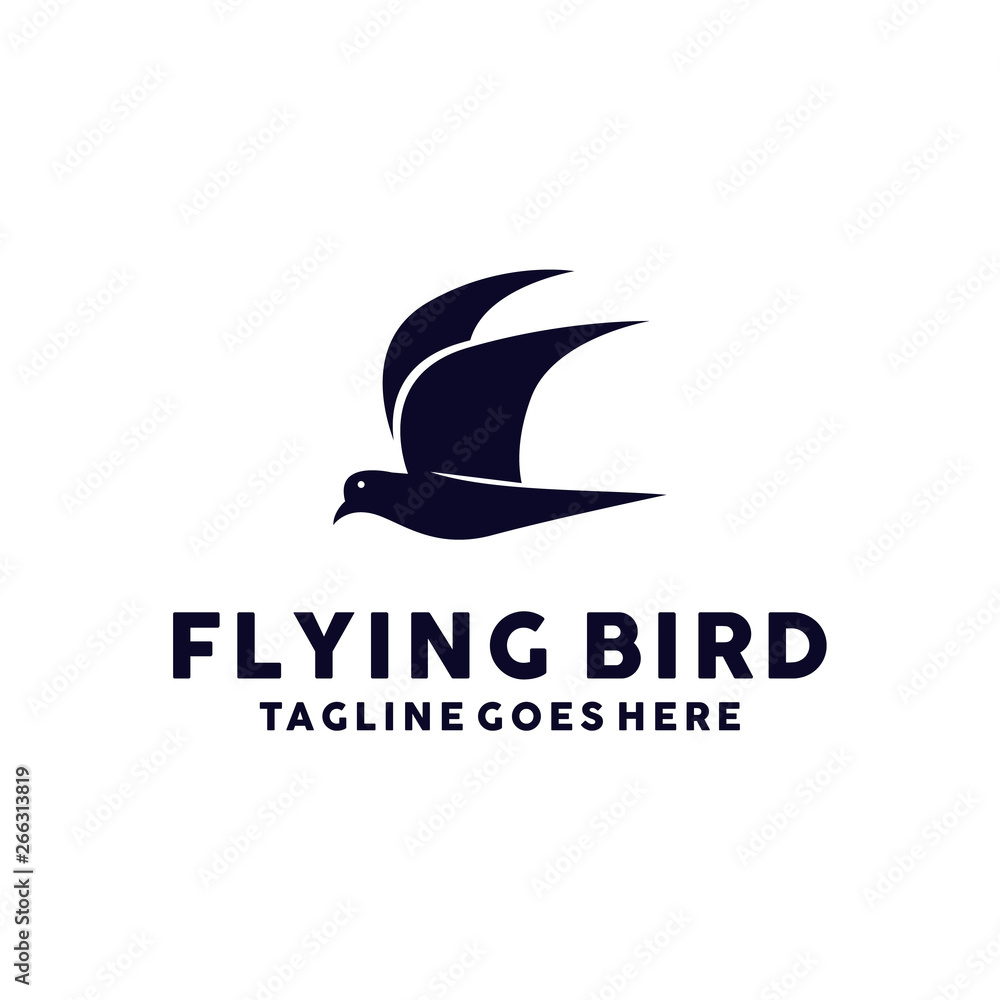 Bird Flying Concept Logo. Animals with symbols and icons Flat Shape and ...