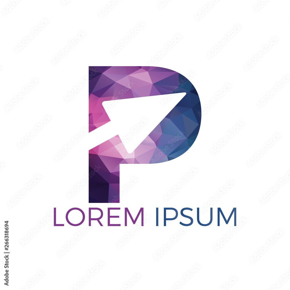 Letter P With Arrow Initial Logo Design. Business and technology logo ...
