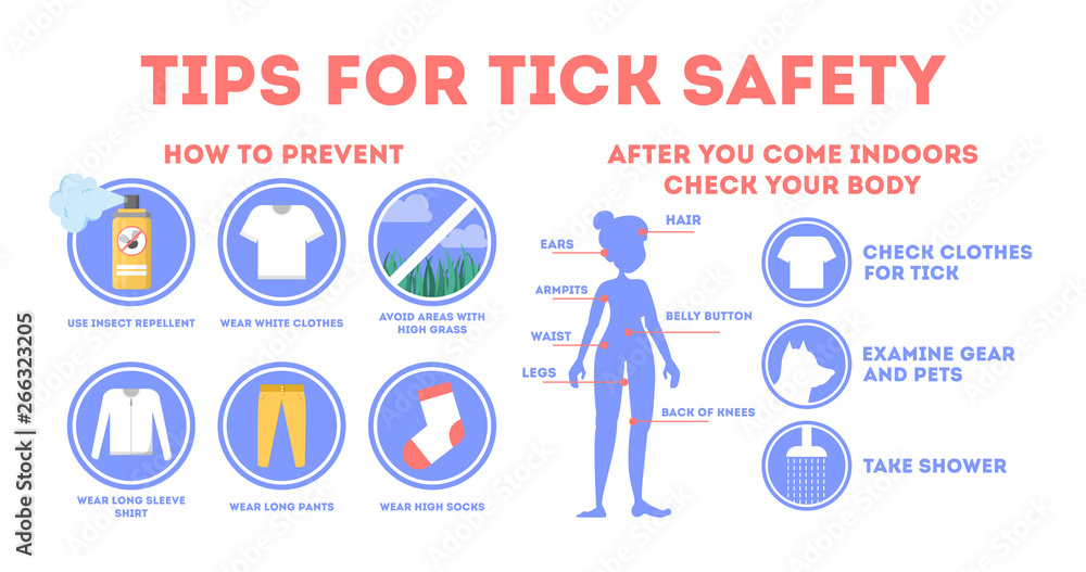 Poster Tips for tick safety infographic. How to protect skin – Wall Art ...