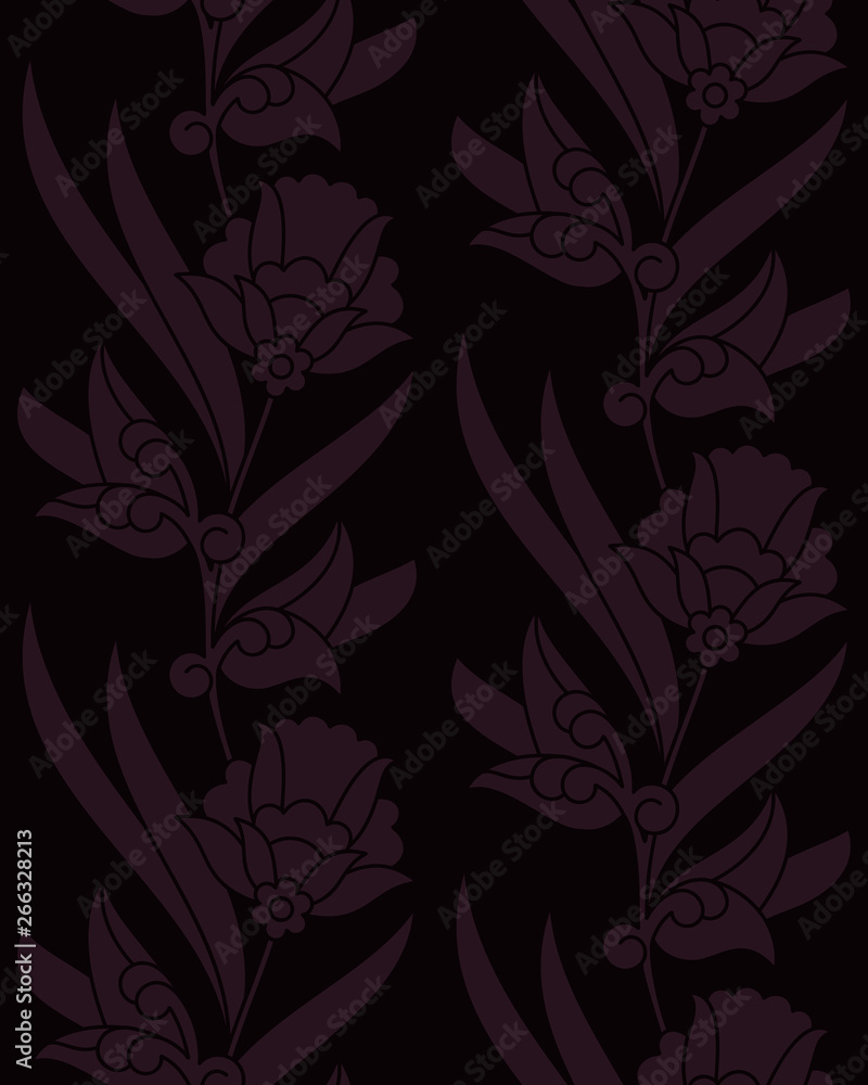 seamless vector royal dark violet pattern with flowers. seamless ...