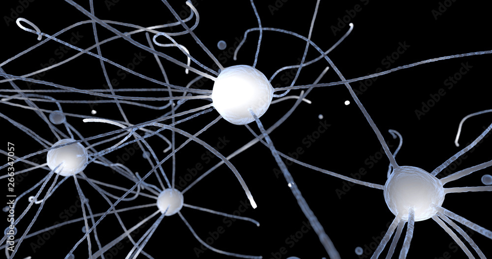Neuron. Nerve cell. Growing Neural Network. Abstract neural cells in ...