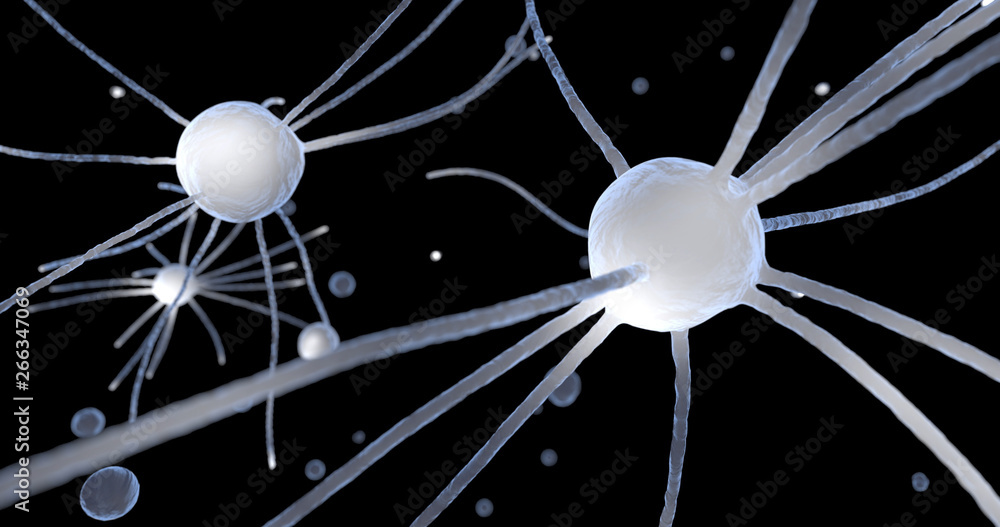 Neuron. Nerve cell. Growing Neural Network. Abstract neural cells in ...