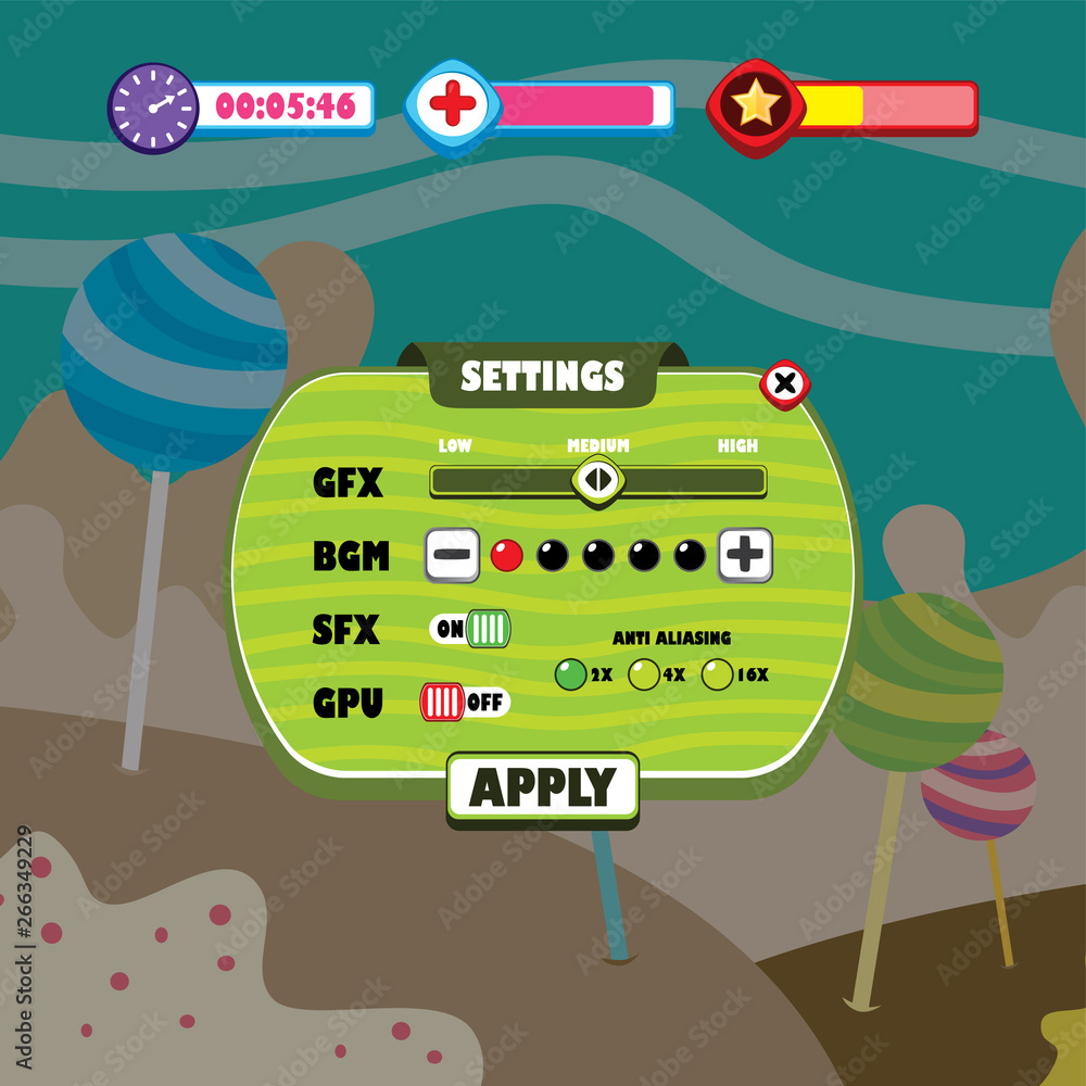 game ui menu application mobile app Stock Vector | Adobe Stock