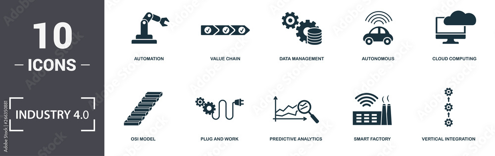 Industry 4.0 icons set collection. Includes simple elements such as ...