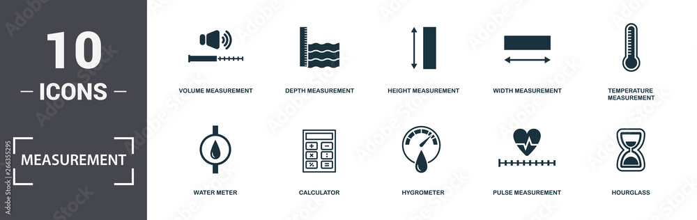 Measurement icons set collection. Includes simple elements such as ...